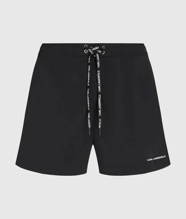Karl Lagerfeld Logo Stretch Short Boardshorts - Black