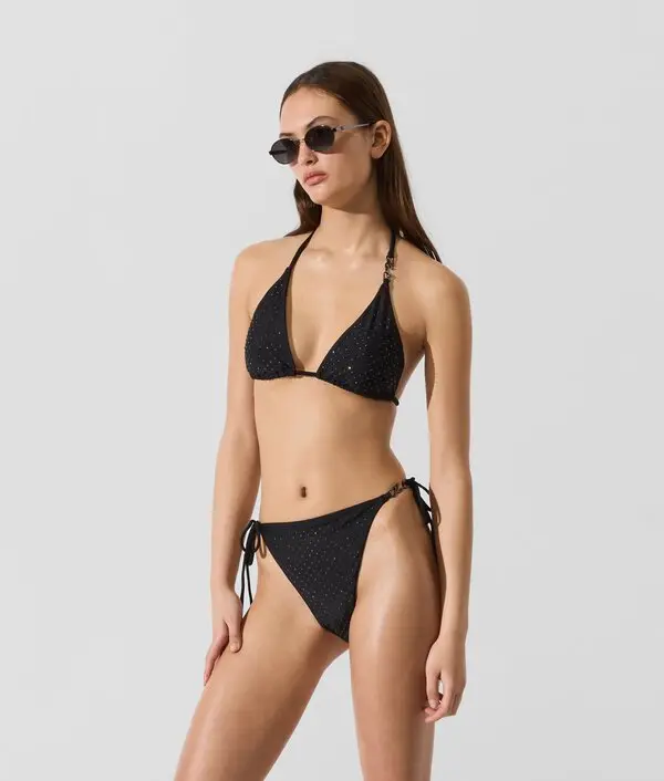 Karl Lagerfeld Rhinestone Embellished Bikini Bottoms - Black