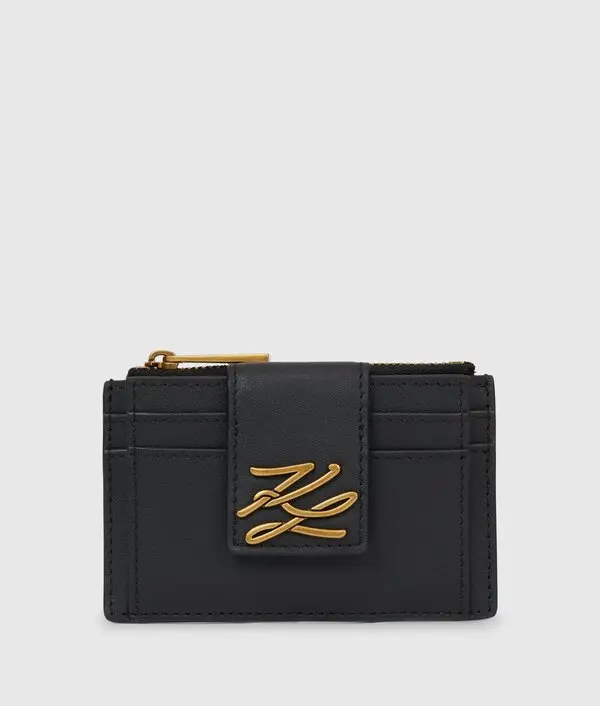 Karl Lagerfeld K/autograph Zip Cardholder - Black/gold