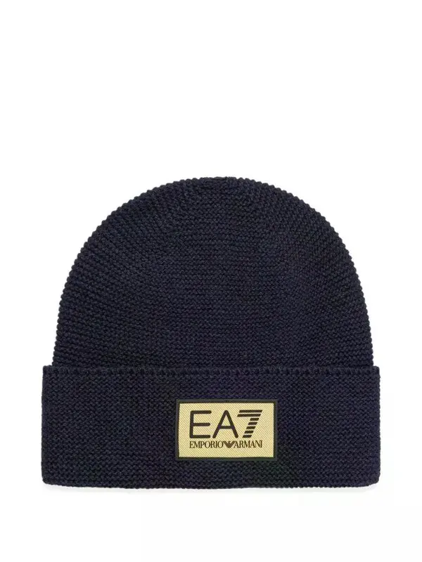 EA7 Logo Patch Beanie - Blue