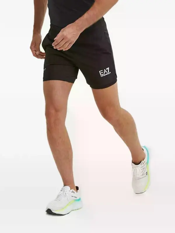 EA7 Logo Print Track Shorts