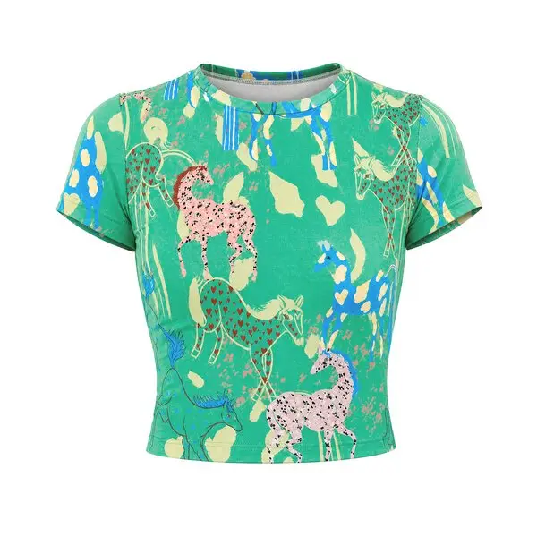 PITAYA YOGA Khutulun's Horses T-shirt Bamboo - Green