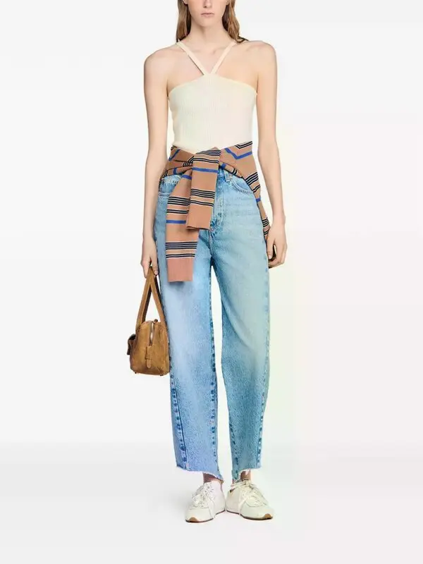Sandro Ribbed Knit Cropped Top