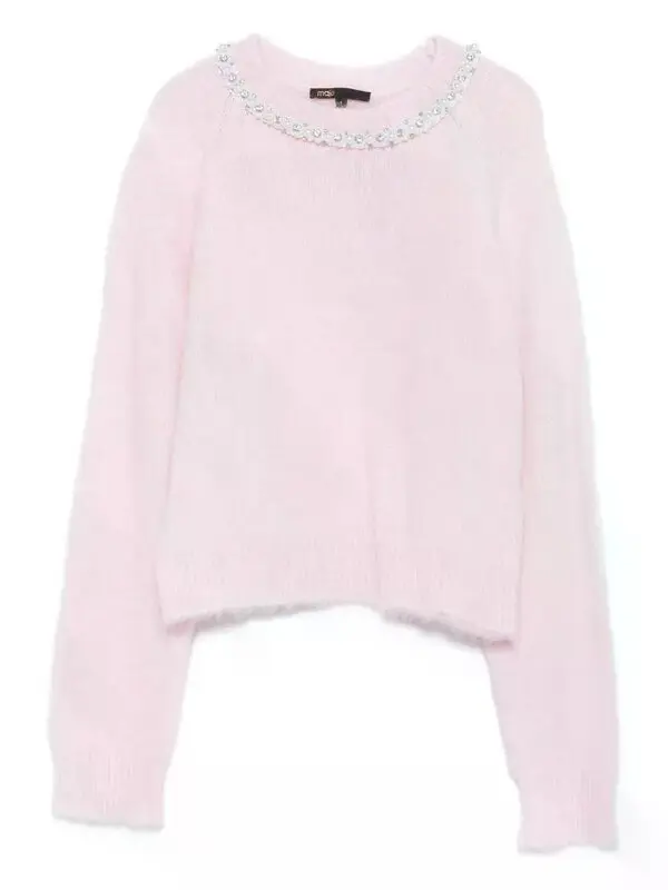 Maje Beaded Collar Alpaca Blend Pullover