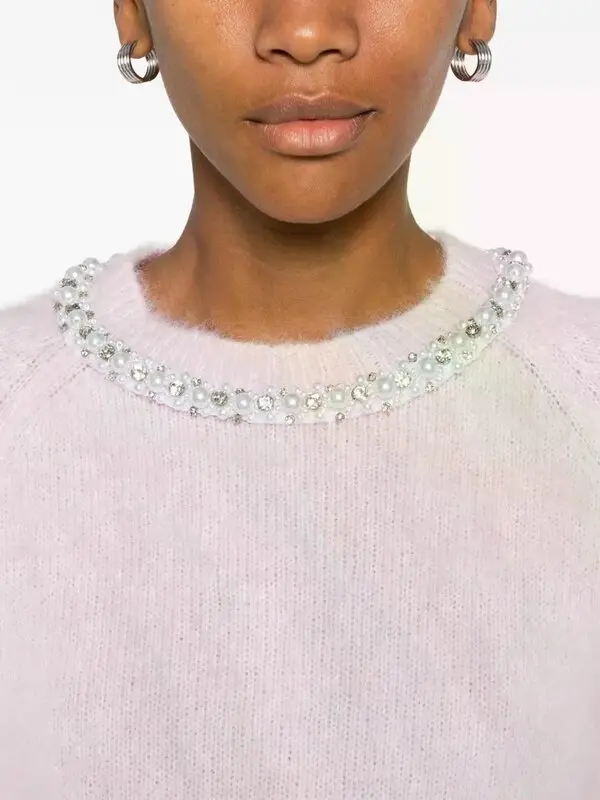 Maje Beaded Collar Alpaca Blend Pullover