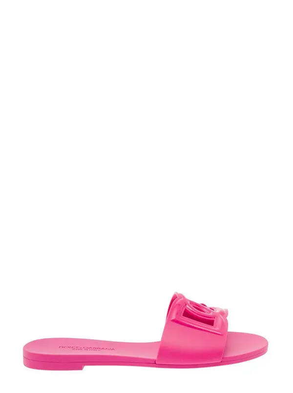 Dolce & Gabbana Fuchsia Flats With Cut-out Band And Dg Logo In Soft Rubber - Multicolor