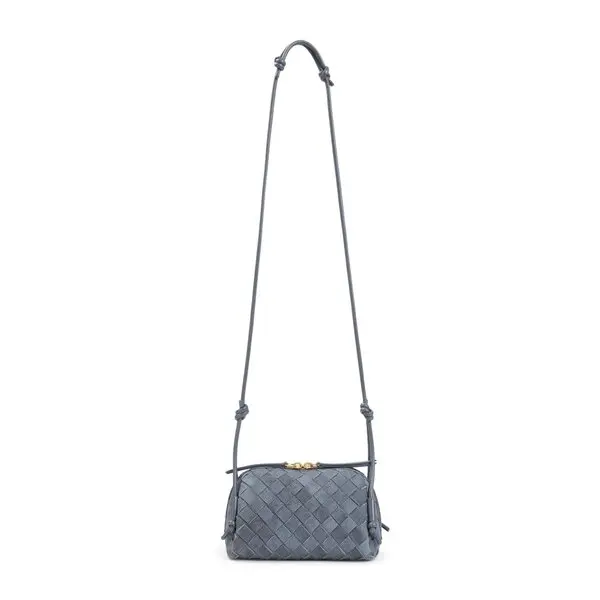 Bottega Veneta Suede Intrecciato Concert Pouch - Blue
