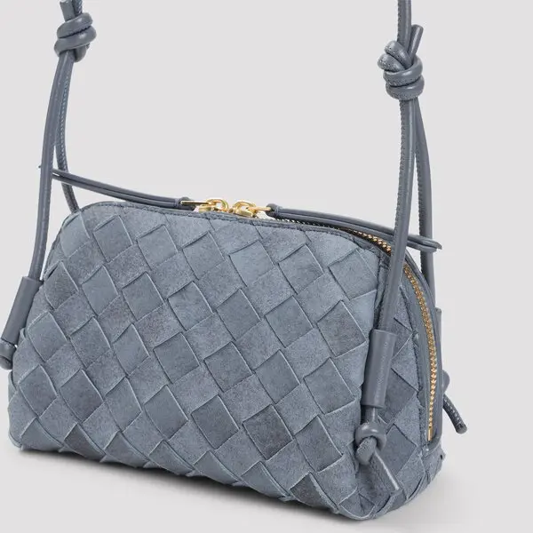 Bottega Veneta Suede Intrecciato Concert Pouch - Blue