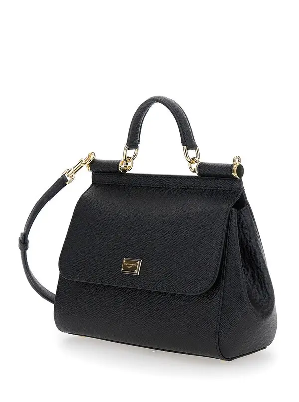 Dolce & Gabbana Sicily" Grained Leather Handbag With Logo Plate