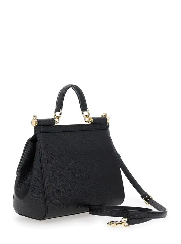 Dolce & Gabbana Sicily" Grained Leather Handbag With Logo Plate