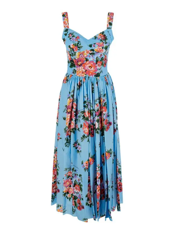 Dolce & Gabbana Floral Print Cotton Maxi Dress - Multicolor