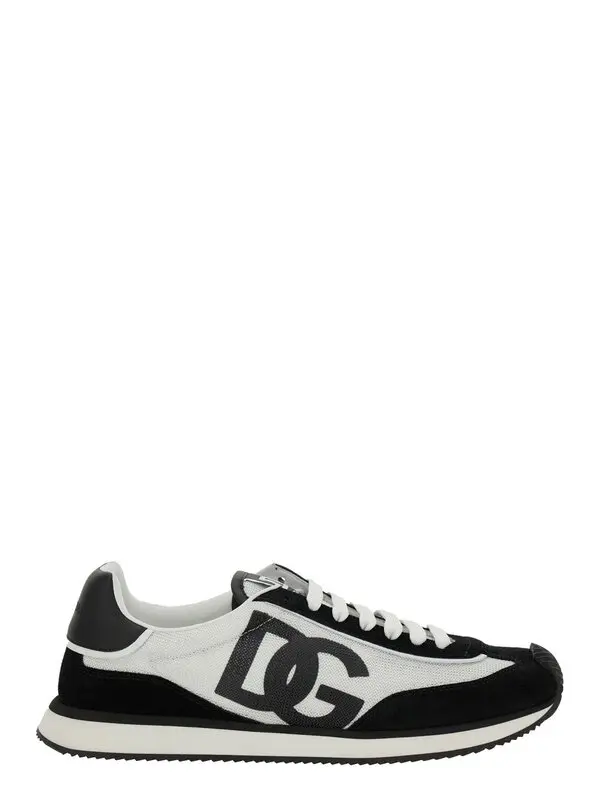 Dolce & Gabbana Aria' Logo Patch Leather Sneakers
