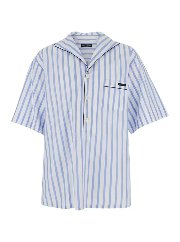 Dolce & Gabbana Look 11 Hawaiian Collar Shirt Blue With Floral Pattern In Cotton - Multicolor