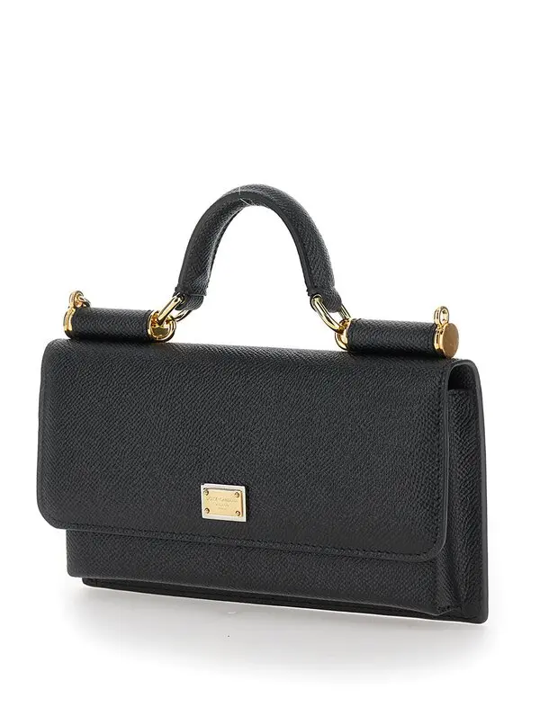 Dolce & Gabbana Grained Leather Crossbody Bag With Logo Plate - Multicolor