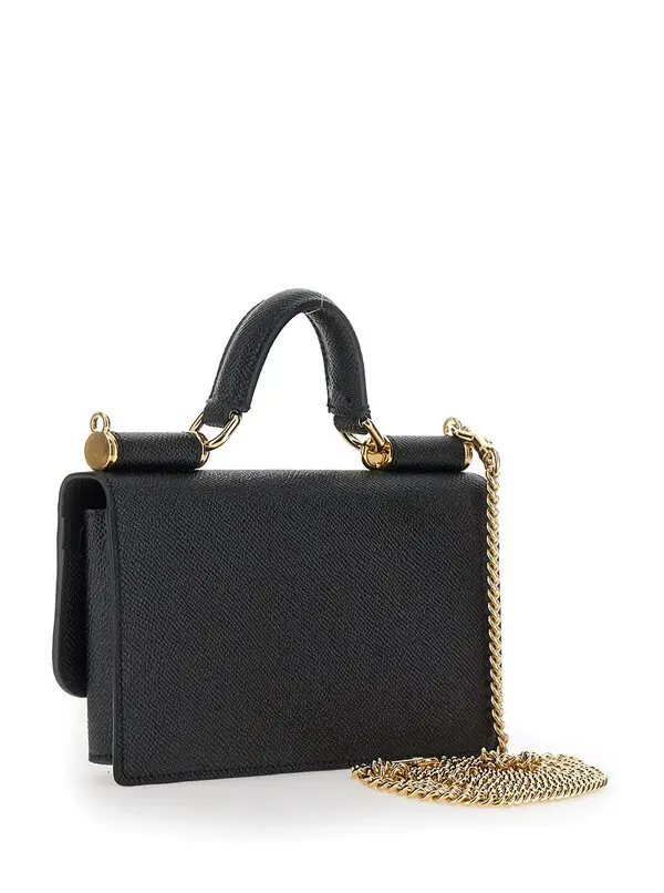 Dolce & Gabbana Grained Leather Crossbody Bag With Logo Plate