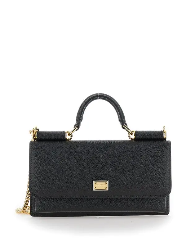 Dolce & Gabbana Grained Leather Crossbody Bag With Logo Plate - Multicolor