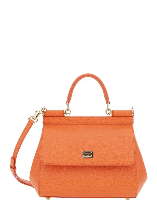 Dolce & Gabbana Sicily' Orange Handbag With Adjustable And Removable Shoulder Strap And Logo Plate On The Front In Leather For - Multicolor