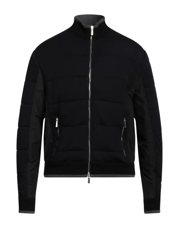 MOORER Quilted Bomber Jacket With Stand Collar - Black
