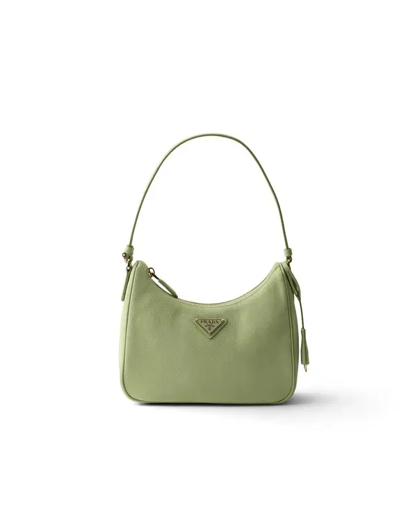 Prada Re-edition 2005 Mini Bag In Nubuck And Saffiano Leather - Agave