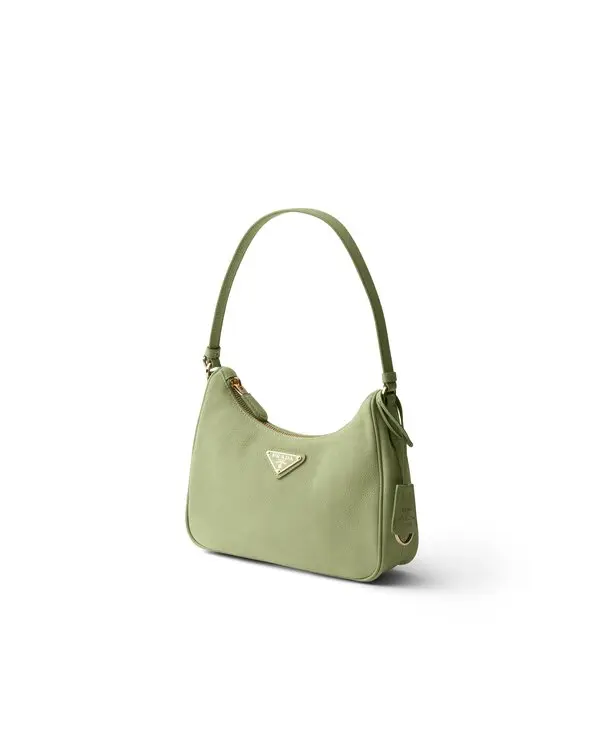 Prada Re-edition 2005 Mini Bag In Nubuck And Saffiano Leather - Agave