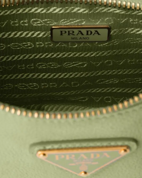 Prada Re-edition 2005 Mini Bag In Nubuck And Saffiano Leather - Agave