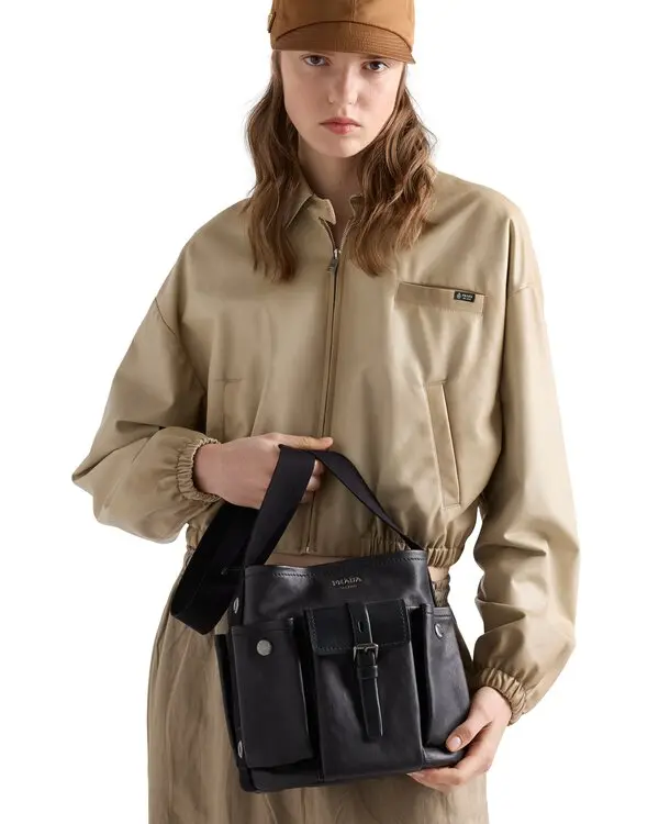Prada Route Leather Mini Bucket Bag
