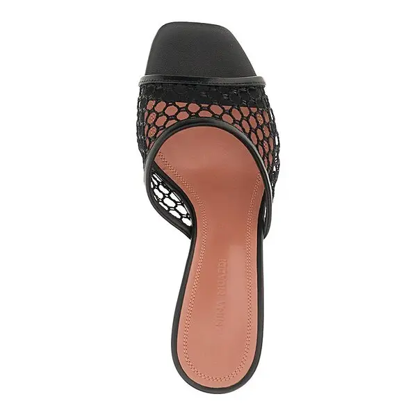 Amina Muaddi Lupita Net Mules - Black
