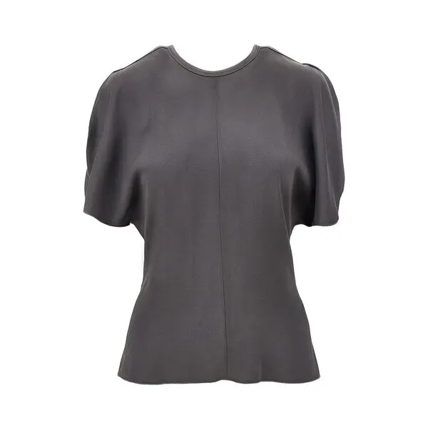 Victoria Beckham Bela Crepe Back Satin Top With Cap Sleeves - Grey