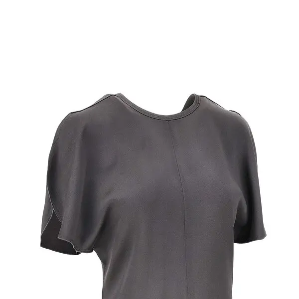 Victoria Beckham Bela Crepe Back Satin Top With Cap Sleeves - Grey