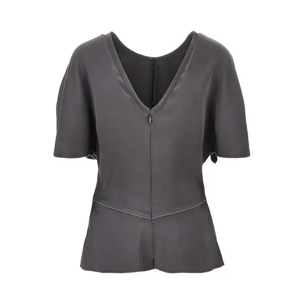 Victoria Beckham Bela Crepe Back Satin Top With Cap Sleeves - Grey