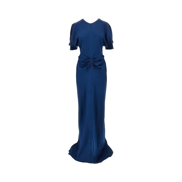 Victoria Beckham Isabella' Crepe Back Satin Long Dress - Blue