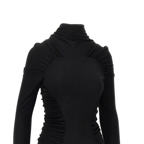 Victoria Beckham Crepe Jersey Gathered Midi Dress