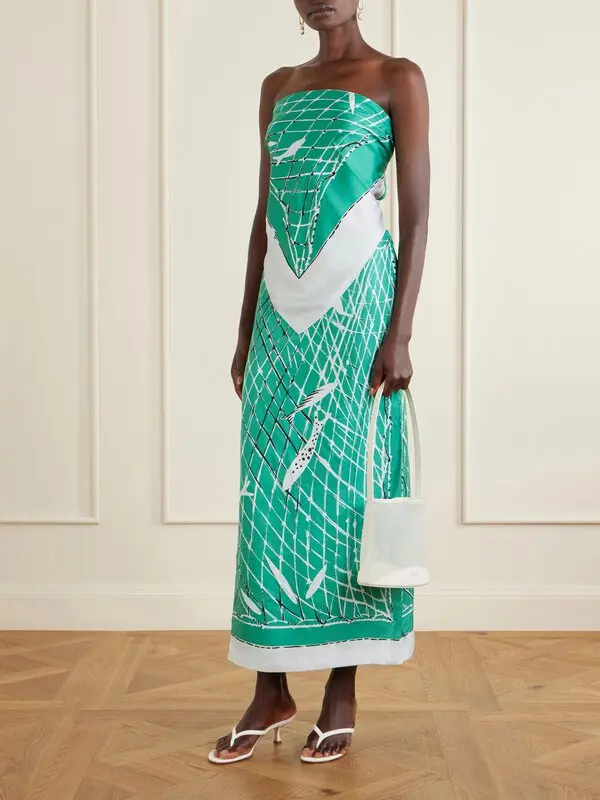 Altuzarra Linnie Printed Silk Maxi Skirt - Green