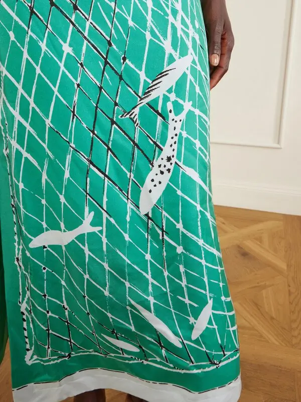 Altuzarra Linnie Printed Silk Maxi Skirt - Green