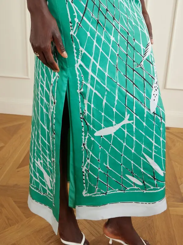 Altuzarra Linnie Printed Silk Maxi Skirt - Green