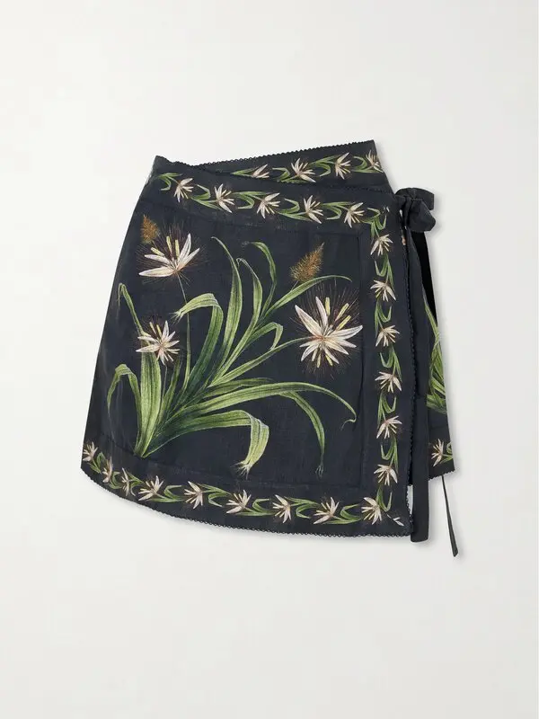 Agua Bendita Luna Azucar Floral-print Self-tie Linen Pareo - Blue
