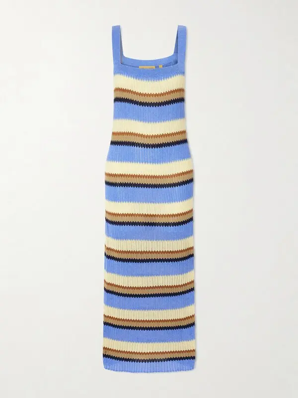 Guest In Residence Palazzo Striped Ribbed Midi Dress - Blue