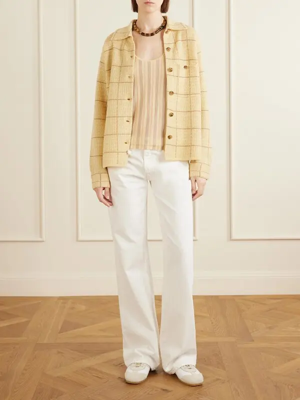 Guest In Residence Dylan Checked Knitted Cashmere And Linen-blend Shirt