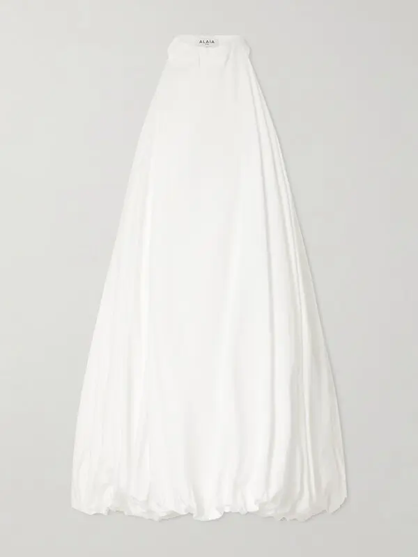 Alaïa Halterneck Cotton-poplin Balloon Mini Dress - White