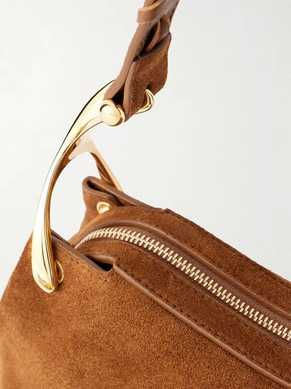 Alexander McQueen Wishbone Suede Shoulder Bag - Brown