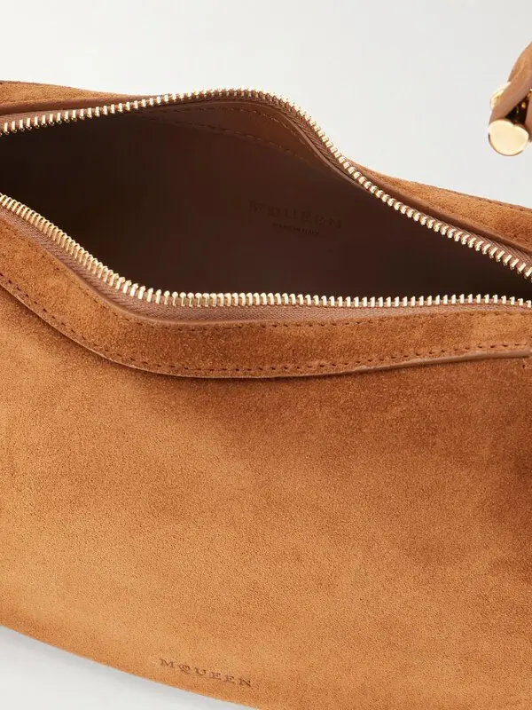 Alexander McQueen Wishbone Suede Shoulder Bag - Brown