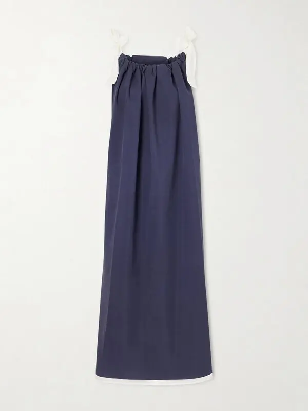 LES VACANCES D’IRINA Two-tone Cotton-poplin Maxi Dress