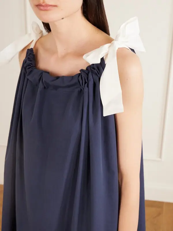 LES VACANCES D’IRINA Two-tone Cotton-poplin Maxi Dress