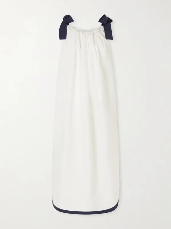 LES VACANCES D’IRINA Two-tone Cotton-poplin Maxi Dress