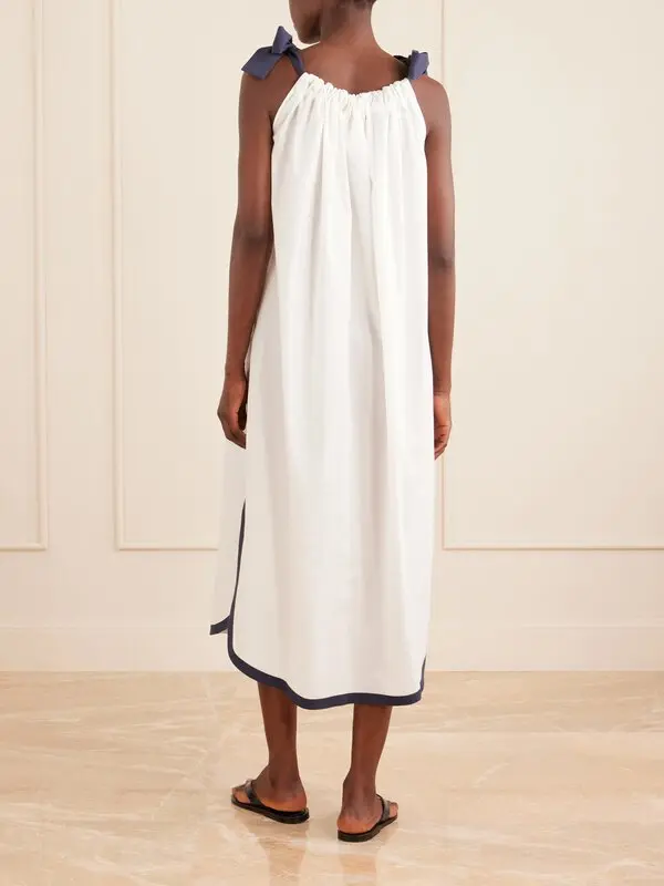 LES VACANCES D’IRINA Two-tone Cotton-poplin Maxi Dress