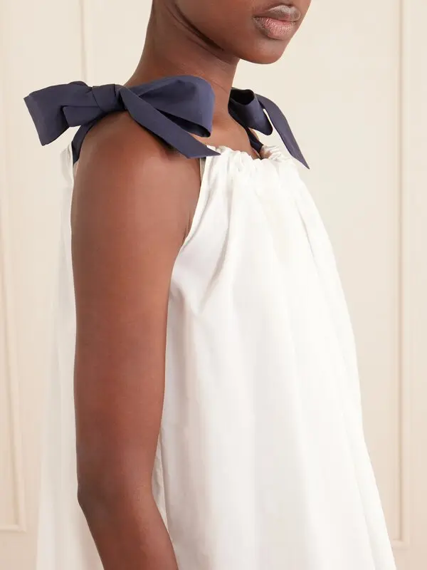 LES VACANCES D’IRINA Two-tone Cotton-poplin Maxi Dress