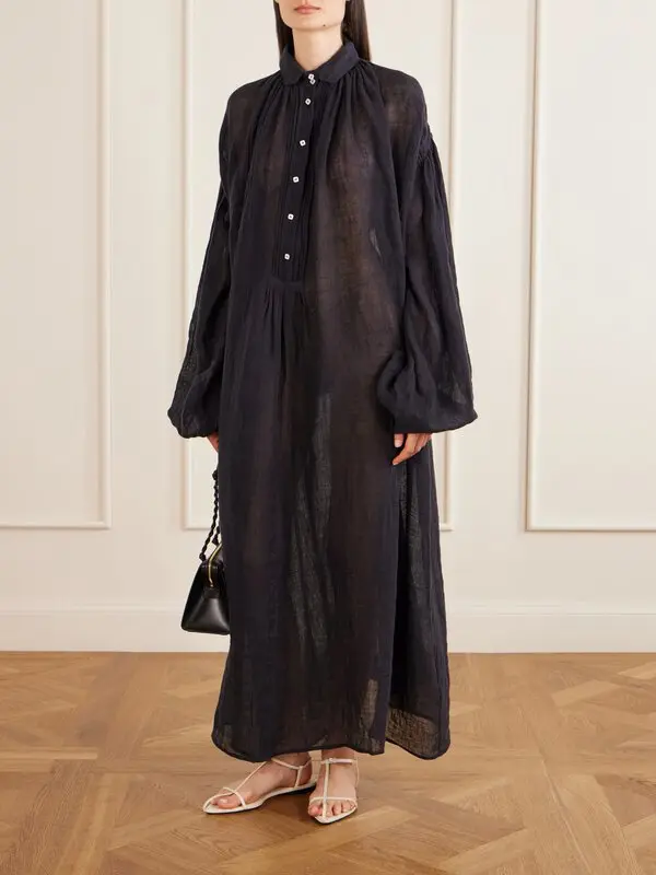LES VACANCES D’IRINA Carmen Linen Maxi Dress