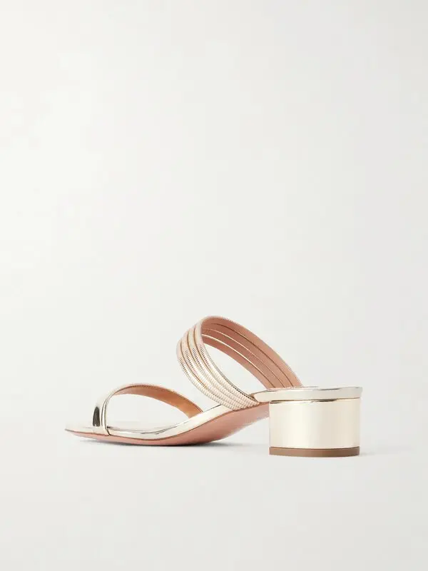 AQUAZZURA Collier 35 Embellished Metallic Leather Mule