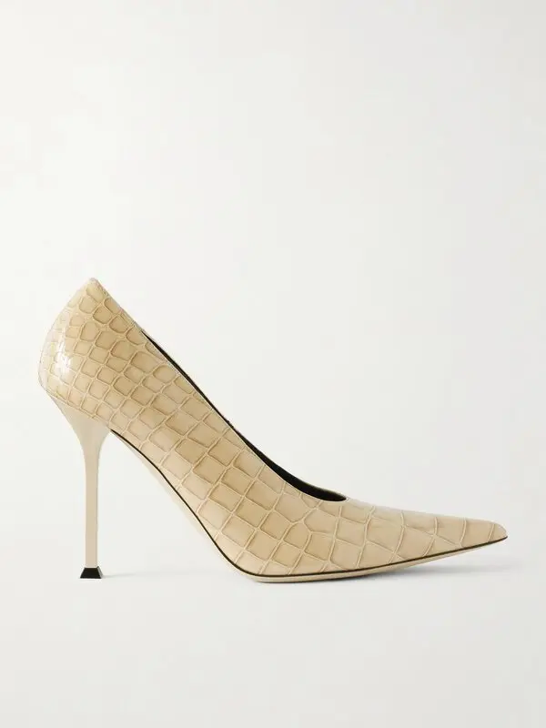 CHRISTEN Helix 95 Croc Effect Leather Pumps