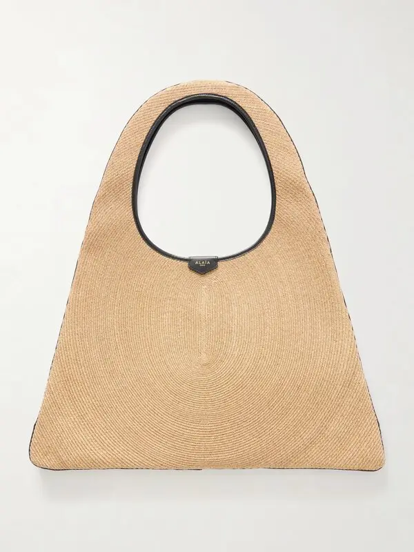 Alaïa Leather-trimmed Paper Straw Shoulder Bag
